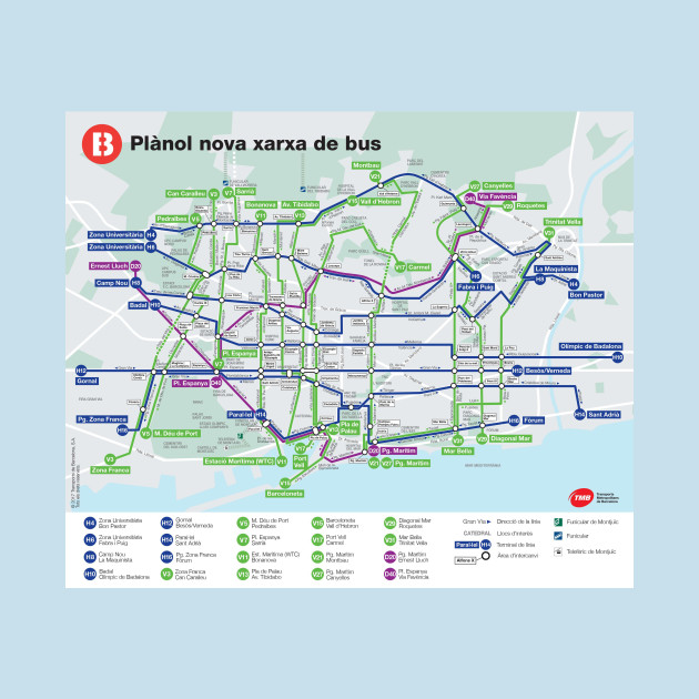 Barcelona - Bus Map - Spain - HD - Barcelona - T-Shirt | TeePublic