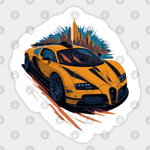 Yellow Bugatti Veyron - Bugatti Veyron - Sticker | TeePublic