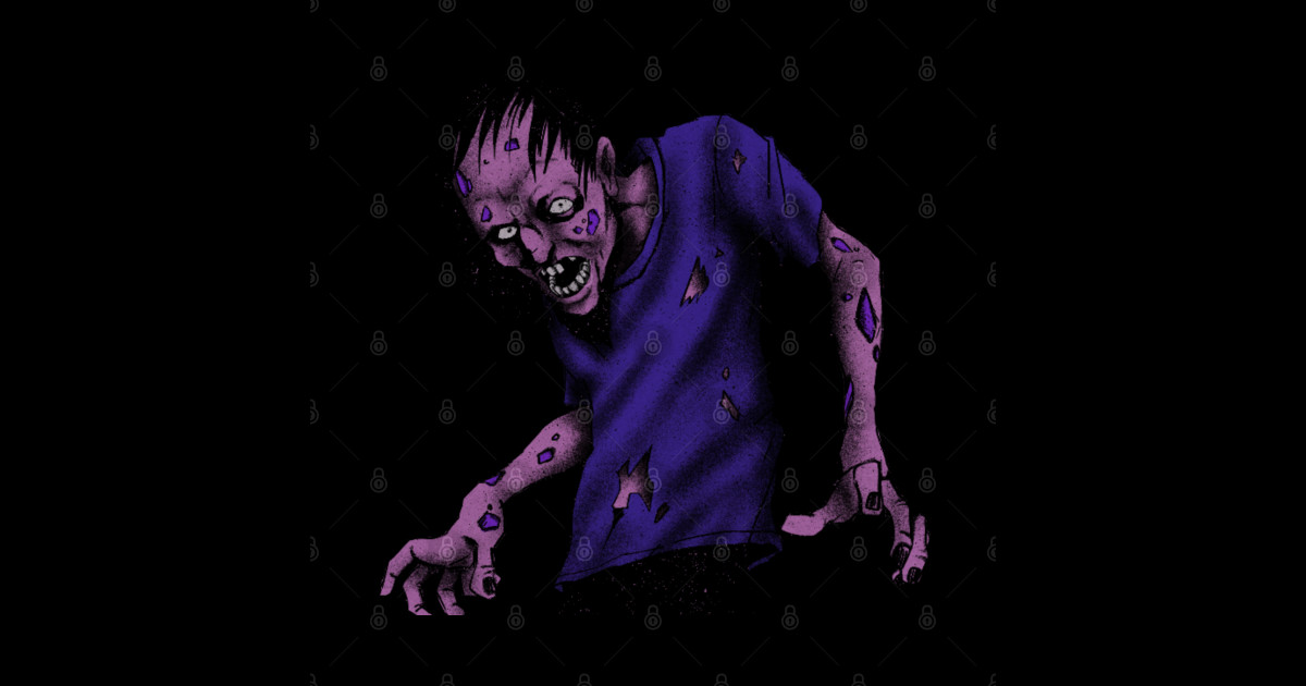 horror purple zombie in graveyard scary design - Halloween - Sticker ...
