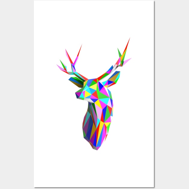 Coloured Faceted Stag Trophy Head - Stag - Posters and Art Prints ...