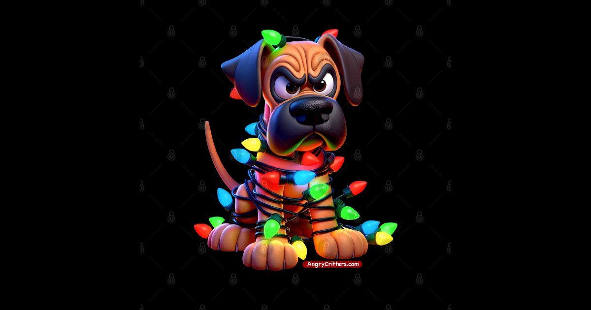 Angry Great Dane in Holiday Lights - Great Dane - Sticker | TeePublic
