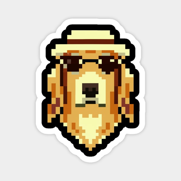 Golden Retriever Pixel Art Dog Lover Puppy Retro - Golden Retriever ...