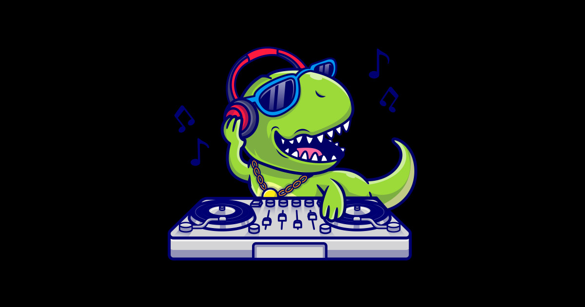 Cute Dinosaur Playing Dj Music Cartoon - Cute Dinosaur Playing Dj Music ...