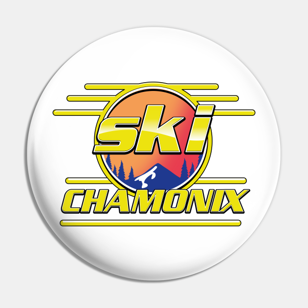 ski Chamonix 80s logo - Ski Chamonix 80s - Pin | TeePublic