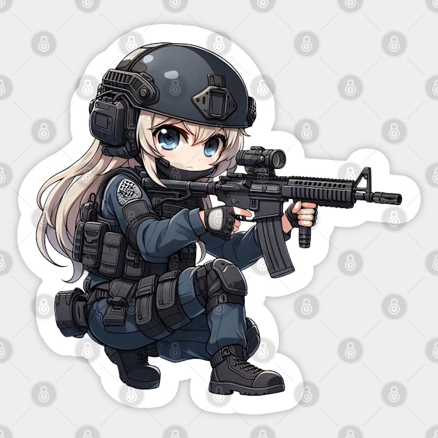 Tactical Chibi Girl - Chibi - Sticker | TeePublic