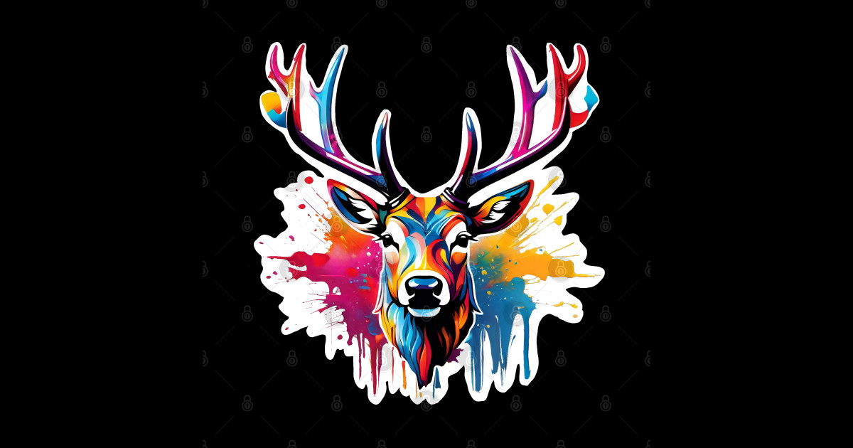 Stag Head Dripping Rainbow Graffiti - Stag Head Dripping Rainbow ...