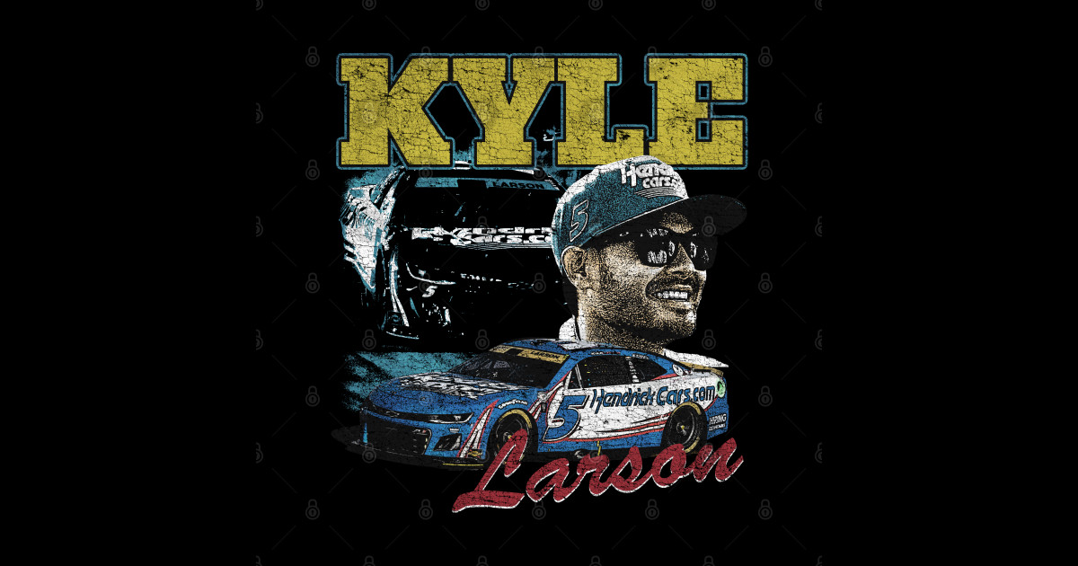 Kyle Larson 5 Champion Retro Race - Kyle Larson - Sticker | TeePublic