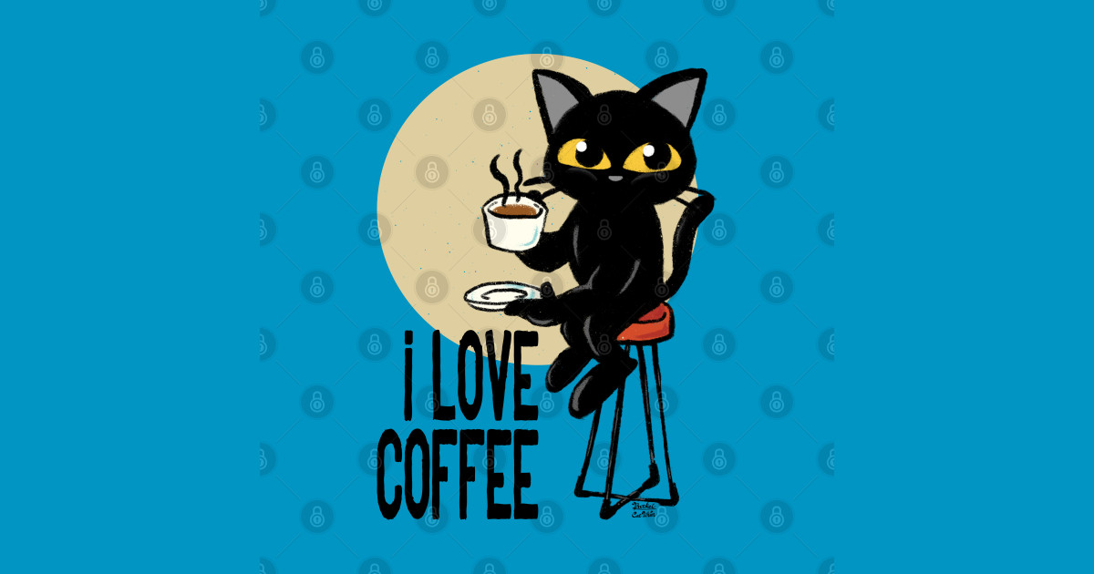 I love coffee - Cat - T-Shirt | TeePublic