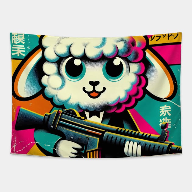 Sinister Sheep with Machine Gun - Vintage Style - Armed Japanese Sheep ...