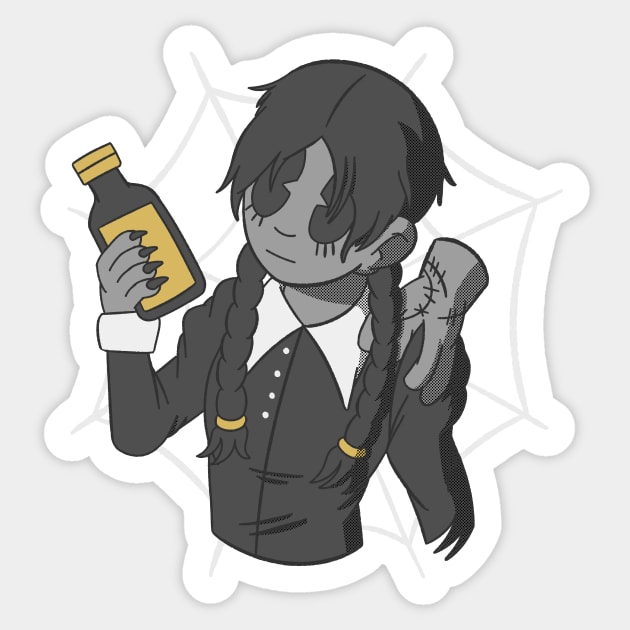 Old School Wednesday Addams - Rubber Hose - Sticker | TeePublic