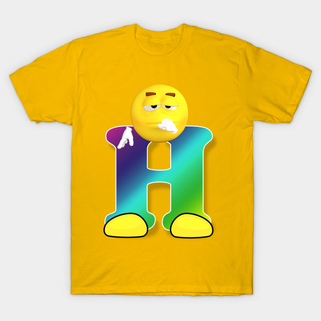 Letter H Alphabet Smiley Monogram Face Emoji Shirt for Men Women Kids ...