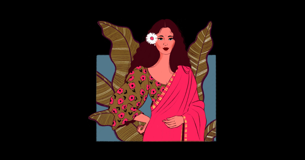 Woman in Saree - Saree - Sticker | TeePublic