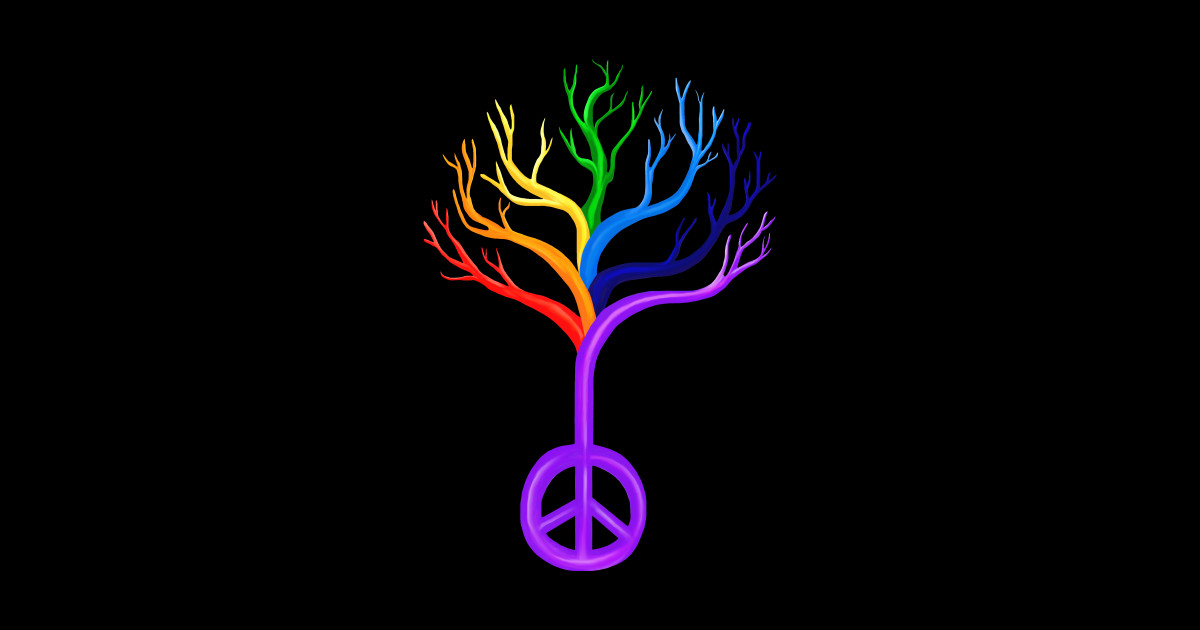 Rainbow Peace sign Tree - Rainbow Tree - Sticker | TeePublic