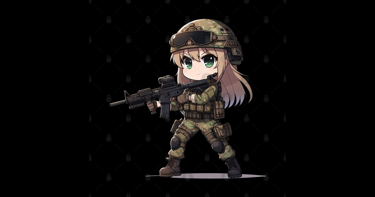 Tactical Chibi Girl - Chibi - Sticker | TeePublic