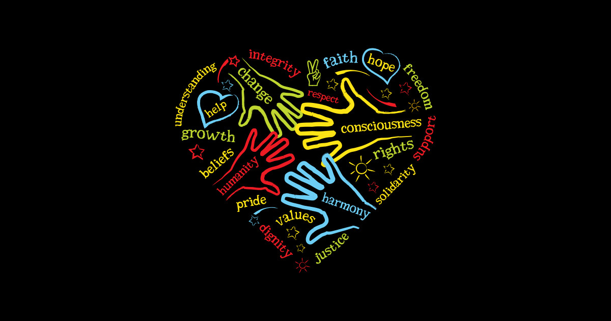 Human and Civil Rights Values Heart Shaped - Human Values - Sticker ...