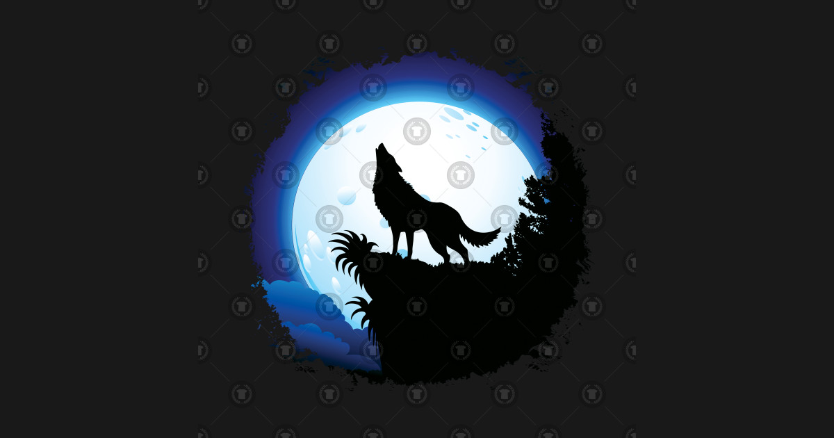 Wolf Howling at Blue Moon - Wolf - Sticker | TeePublic