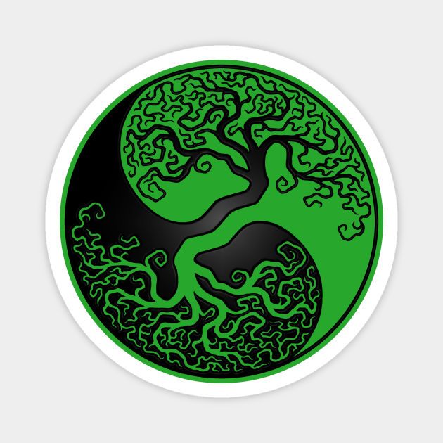 Green and Black Tree of Life Yin Yang - Yin Yang - Magnet | TeePublic