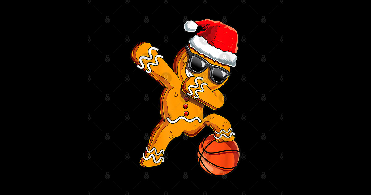 Funny Basketball Christmas Dabbing Gingerbread Man Dab Cool ...