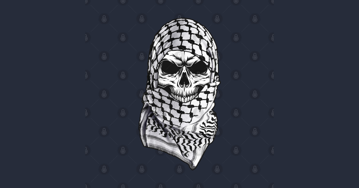 Free Palestine Arabic Skull Shemagh Palestinian Freedom Kufiya Hatta ...