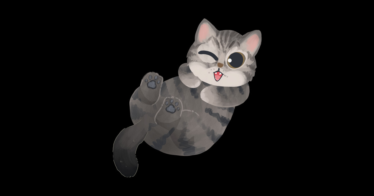 Playful Tabby Cat Rolling and Winking - Cats - Sticker | TeePublic
