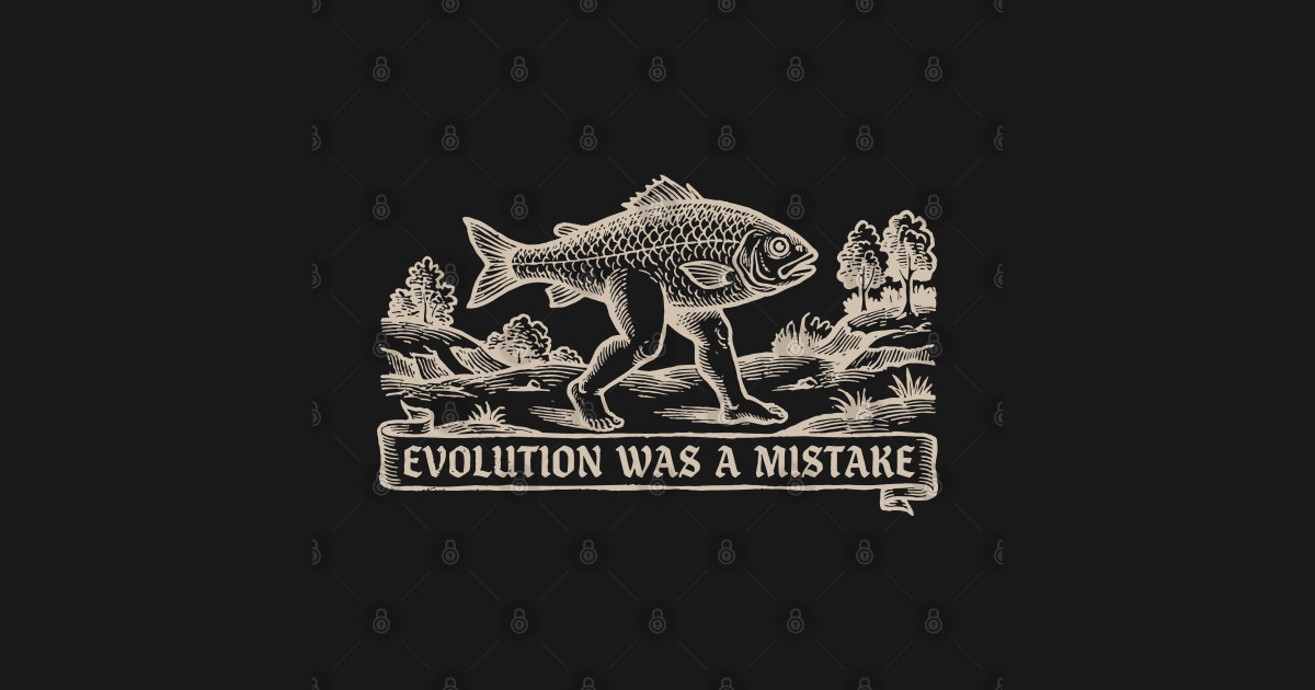 Fish With Legs - Reverse Evolution Vintage Print - Darwin - T-Shirt ...