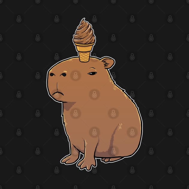 Capybara with Chocolate Ice Cream on its head - Capybara - T-Shirt ...