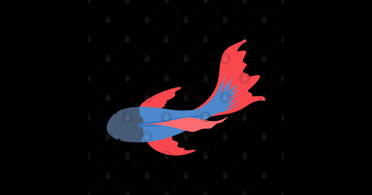Frilly blue red tailed fish - Fish - Sticker | TeePublic