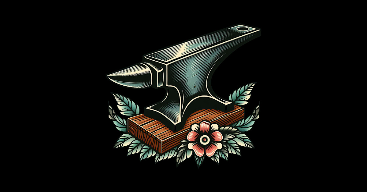 traditional anvil tattoo - Anvil - Sticker | TeePublic