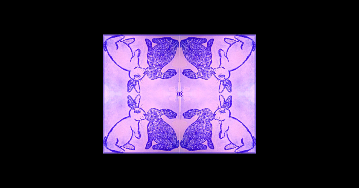Purple Kissing Bunnies - Mirror Image Pattern - Purple Bunny - Sticker | TeePublic
