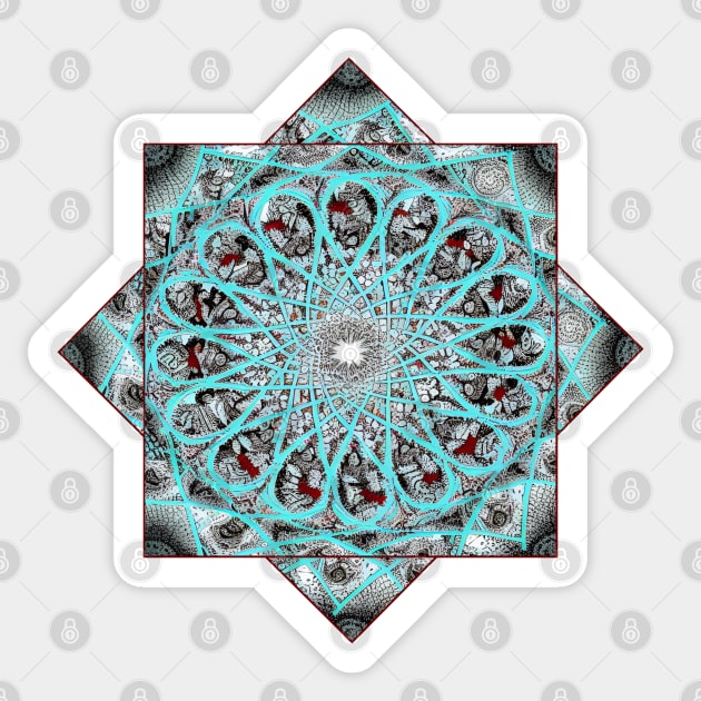 The Astral Wheel - Intricate Figure Mandala - Sticker | TeePublic