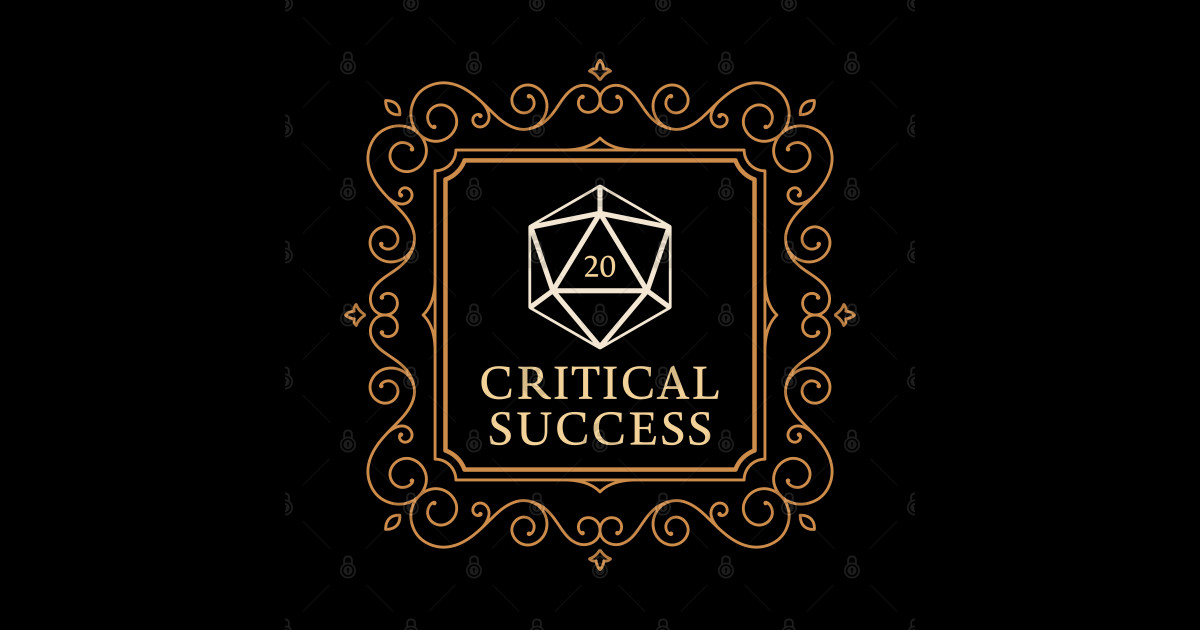 Critical Success D20 Dice Check Vintage Frame - Baldurs Gate - Sticker ...
