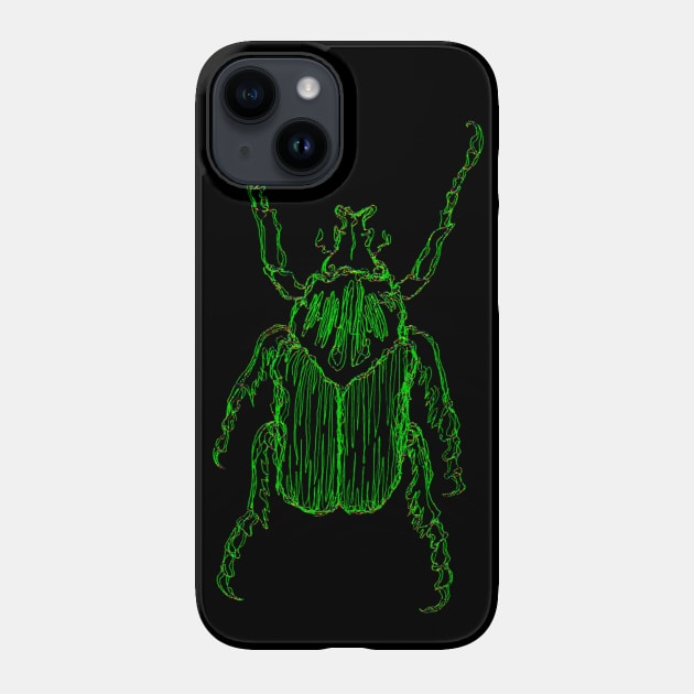 One Line Green Beetle - Bug - Phone Case | TeePublic