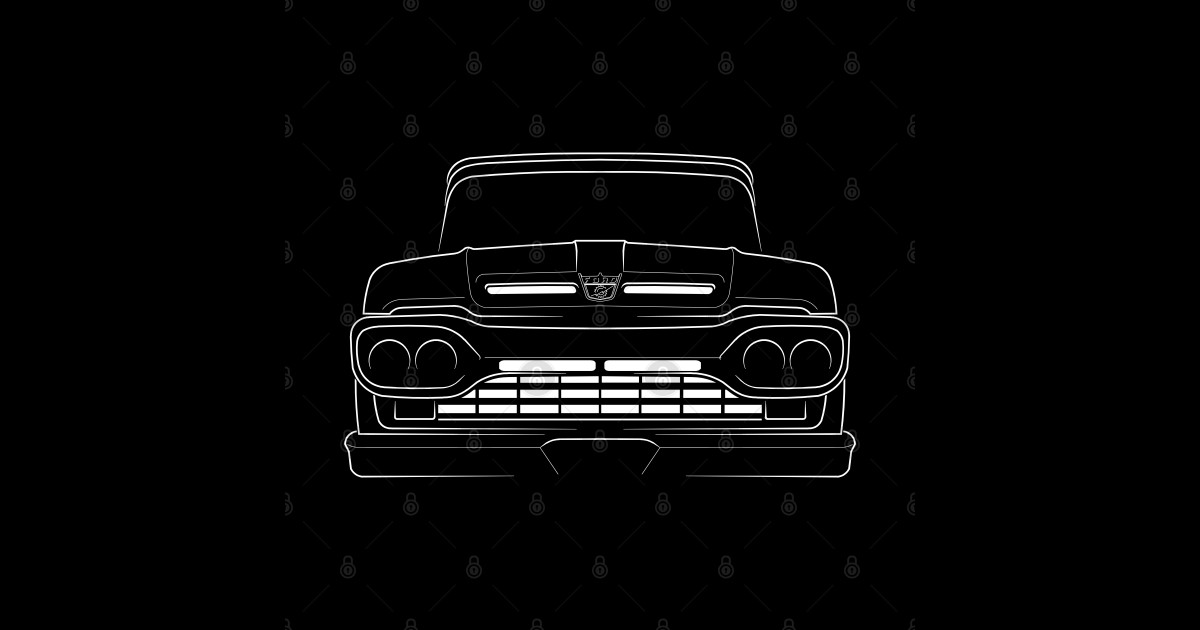 1960 Ford F-100 - front stencil, white - F100 - Pin | TeePublic