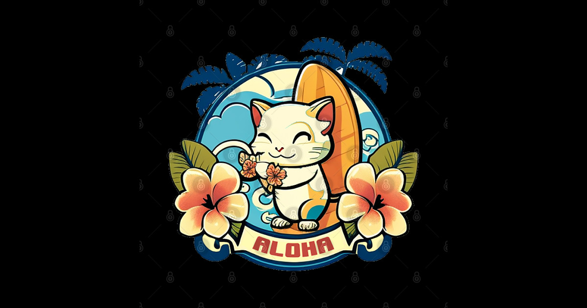 Aloha Cat - Hawaiian Cats - Sticker | TeePublic