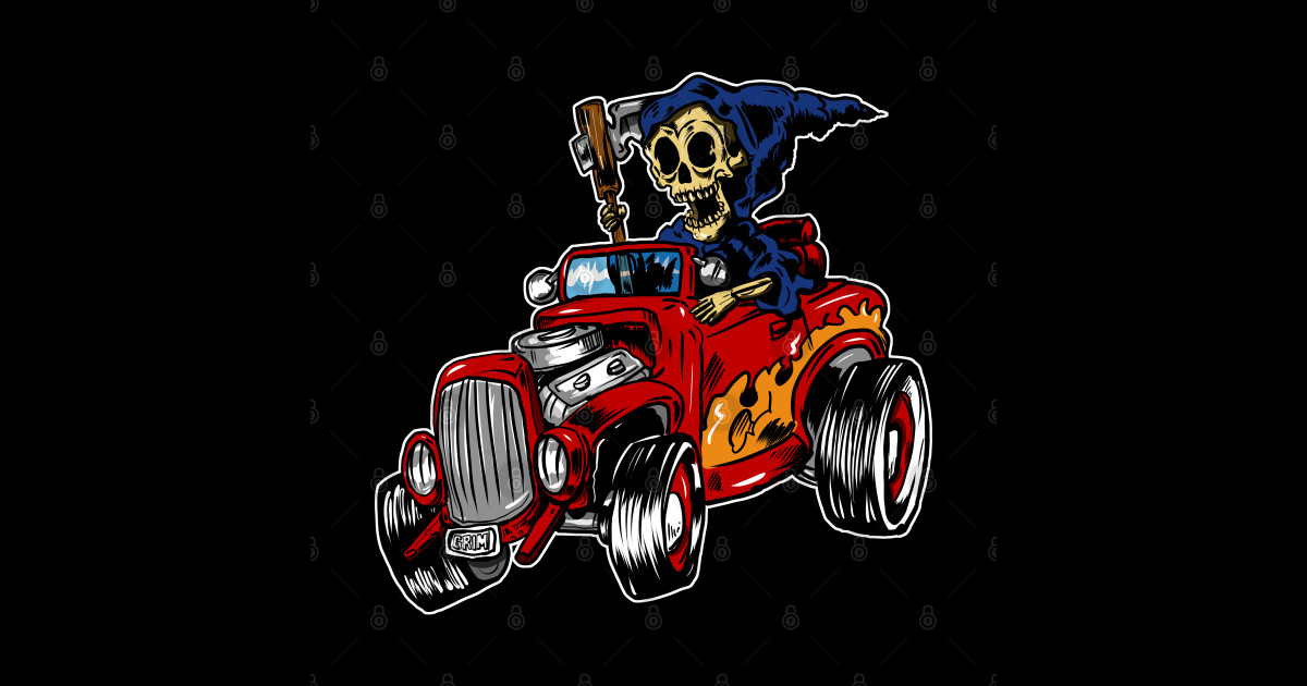 Grim reaper driving boi - Grim Reaper - T-Shirt | TeePublic