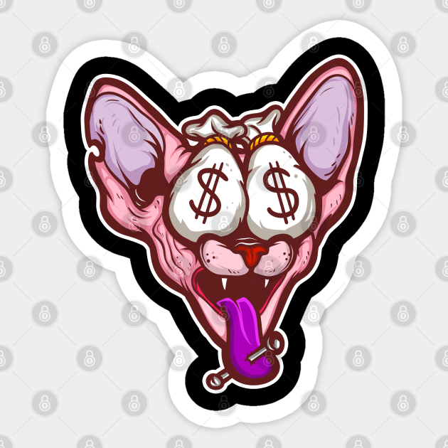 money and cat - Urban Clothing - Sticker | TeePublic