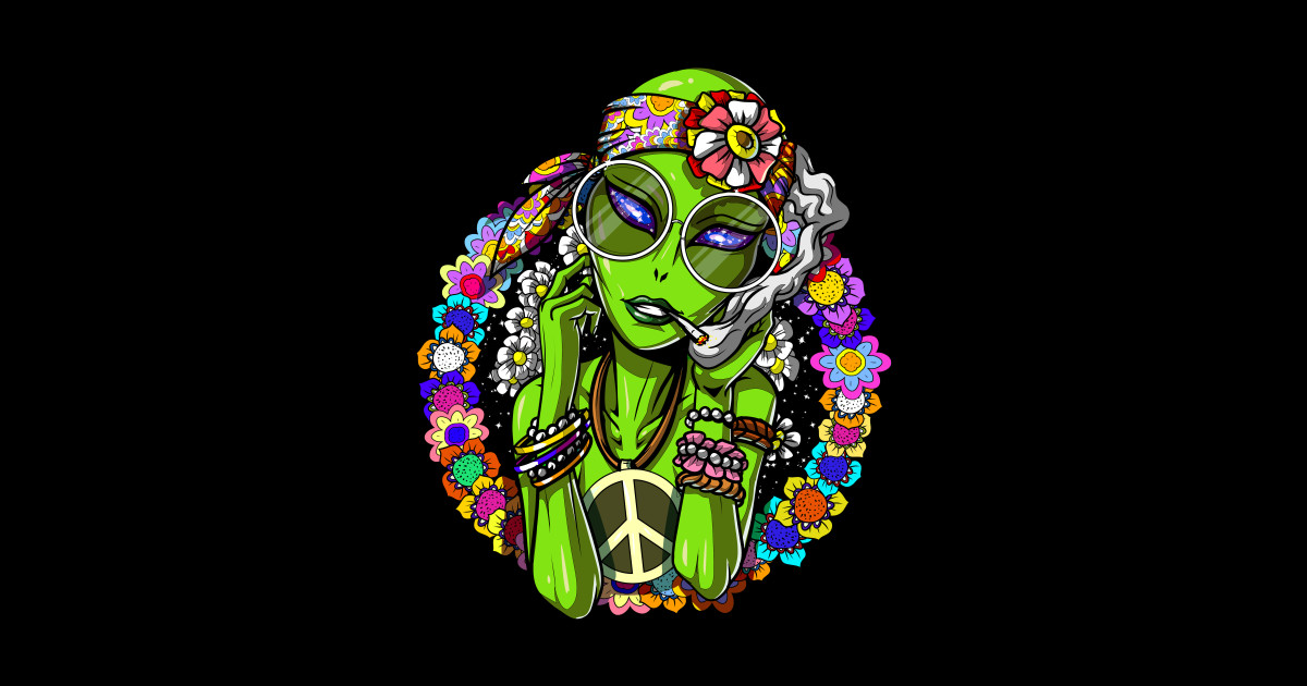 Hippie Alien Stoner - Hippie Alien - Posters and Art Prints | TeePublic