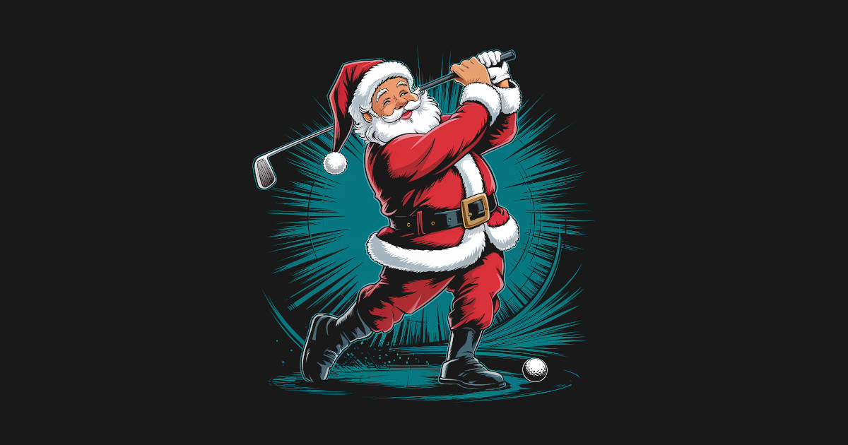 Santa Claus Playing Golf Christmas Golfer Xmas Gift For Men Women ...