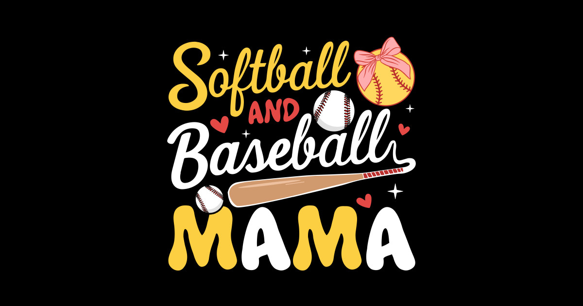 Softball and Baseball Mama - Cute Sports Mom - Baseball Mom - Sticker ...
