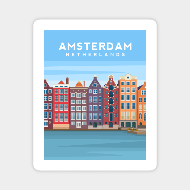 Amsterdam Canal Houses, The Netherlands - Amsterdam - Magnet | TeePublic