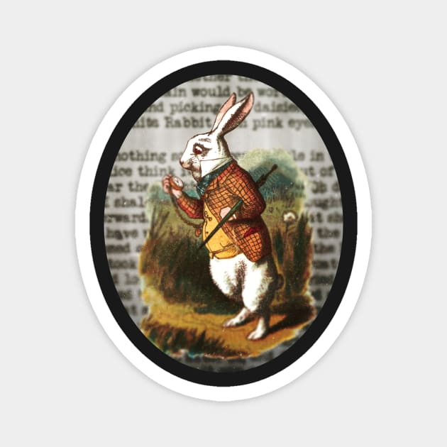 White Rabbit with Text Background - Alice In Wonderland - Magnet ...