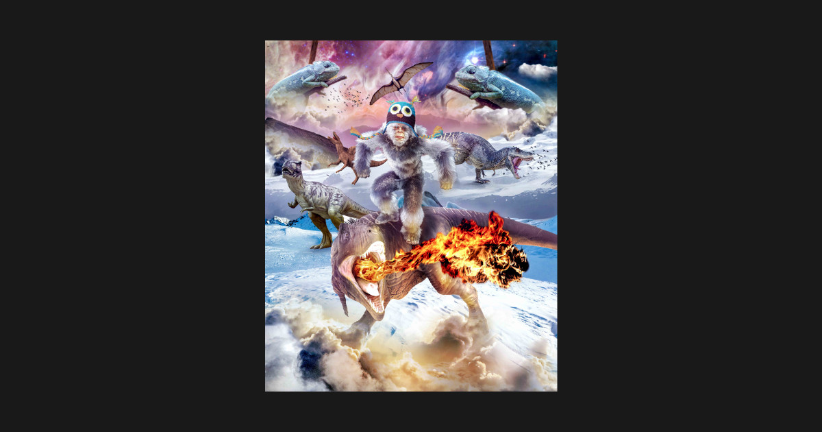 Bigfoot Yeti Sasquatch Riding Dinosaur - Bigfoot Yeti Sasquatch Riding ...