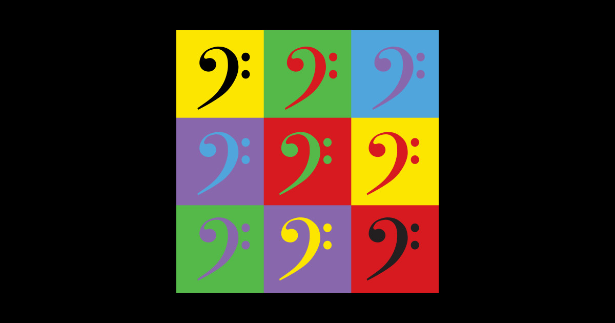 Bass Clef Pop Art Rainbow Pattern - Bass Clef - Sticker | TeePublic