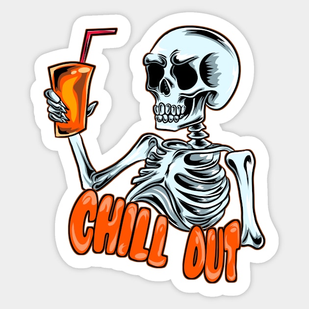 Chill out skeleton design - Skeleton - Sticker | TeePublic