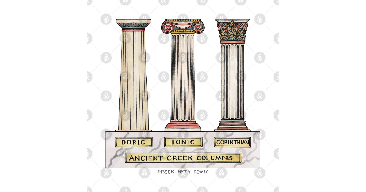 Polychrome Ancient Greek Column orders - Ionic - T-Shirt | TeePublic