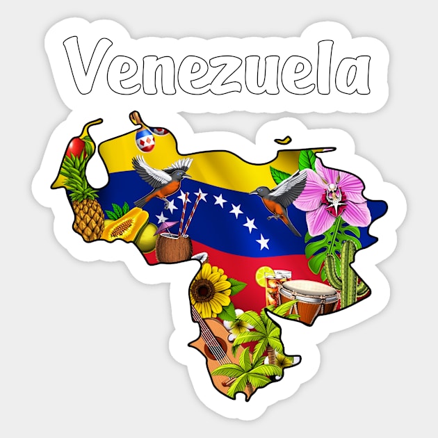 Venezuela Map - Venezuela Map - Sticker | TeePublic