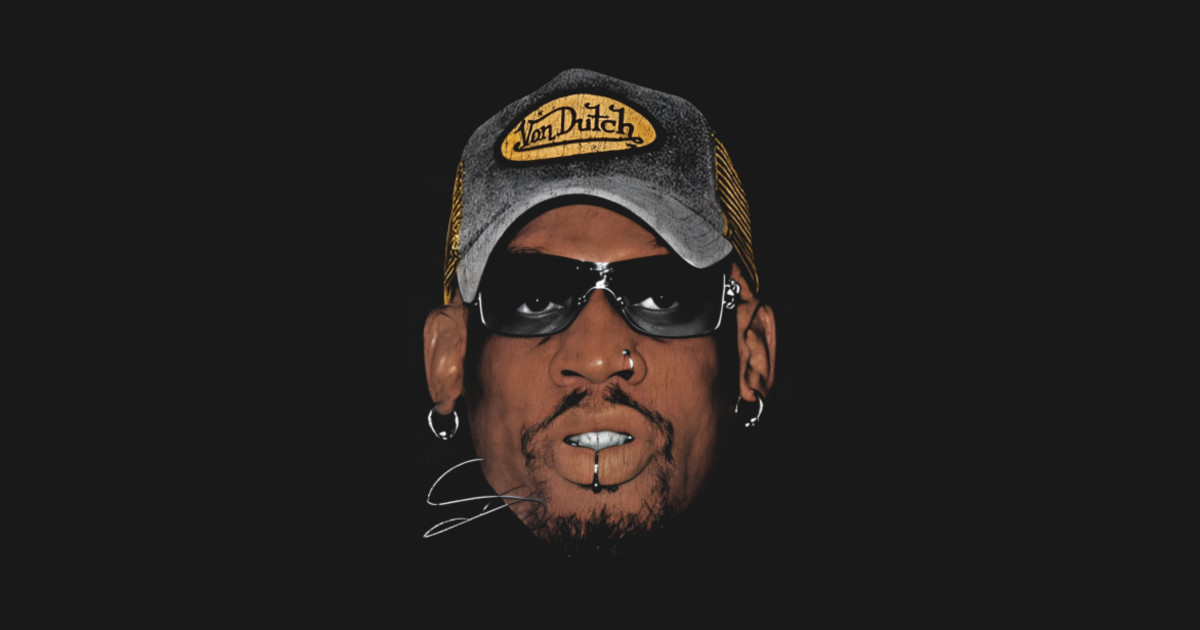 Dennis Rodman Big Face Signature - Dennis Rodman - T-Shirt | TeePublic