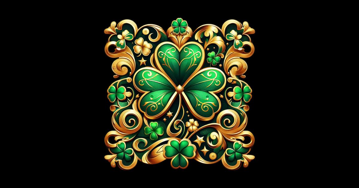 Green And Gold Shamrock - Green And Gold Shamrock - Sticker | TeePublic
