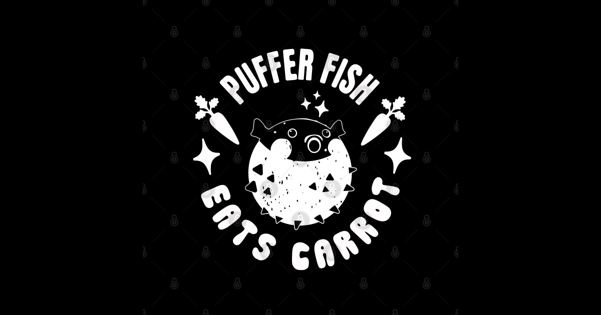 Funny Cute Puffer Fish Eating Carrot Hilarious Fishing Jokes Veganism ...