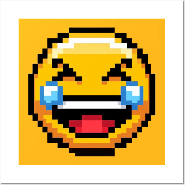Crying Laughing Emoji Pixel - Emoji - Posters and Art Prints | TeePublic